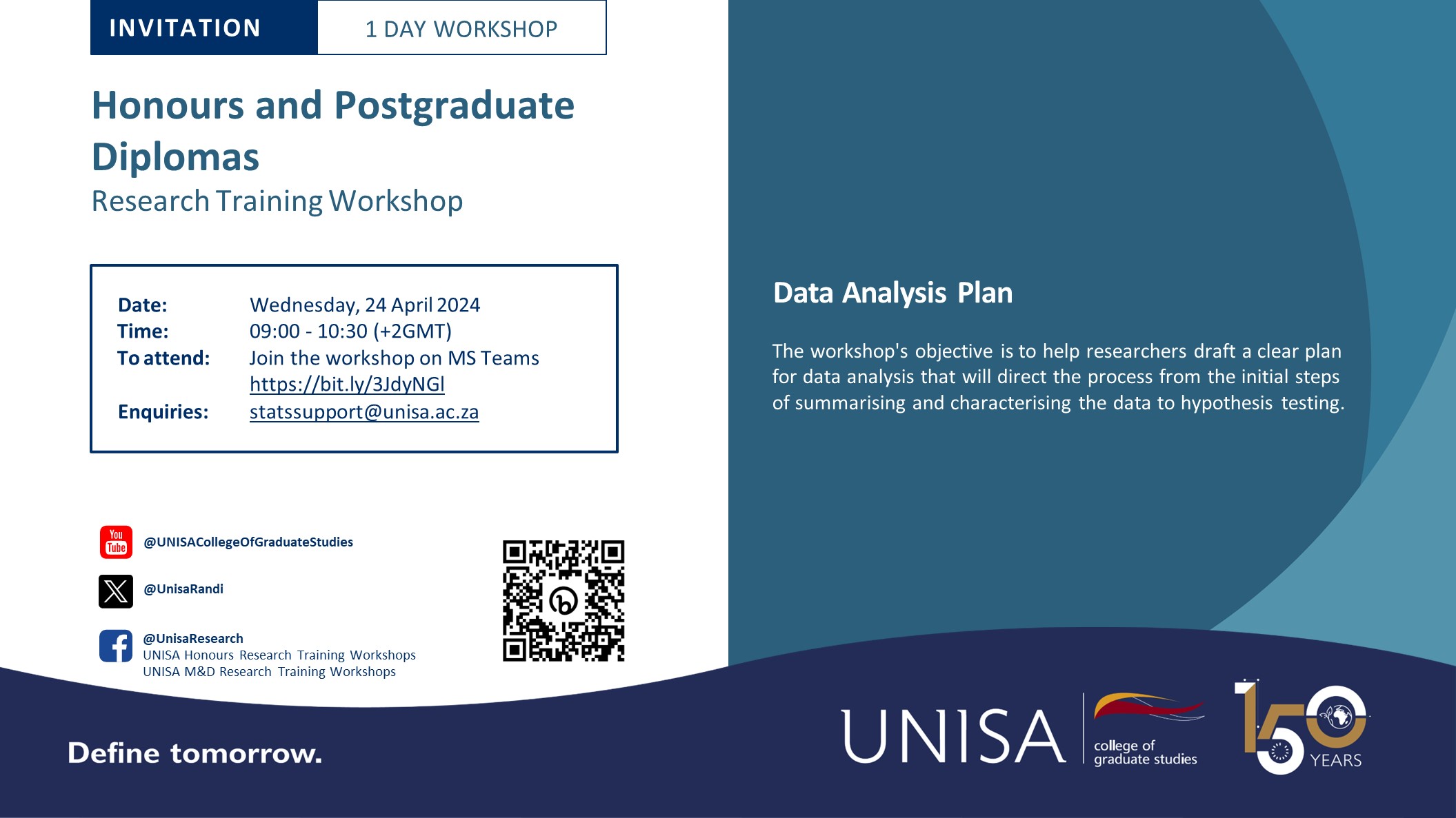 Honours and postgraduate diploma research training workshop: 'Data analysis plan'